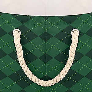 Green Clover Paid Background Large Round Baskets for Storage Laundry Baskets with Handles Blanket Storage Basket for Bathroom Shelves Bins for Organizing Nursery Hamper Girl Boy