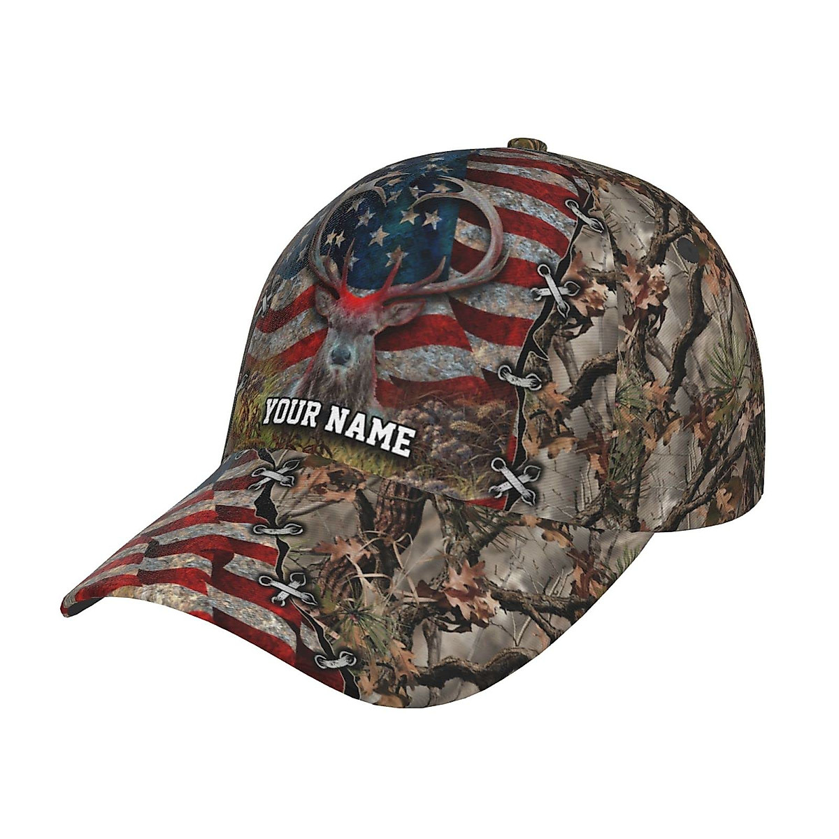 Deer Cap, Personalized Deer Hunting Hat for Men Women Custom Name Print Adjustable Camo Baseball Cap for Men Husband Brother Boyfriend