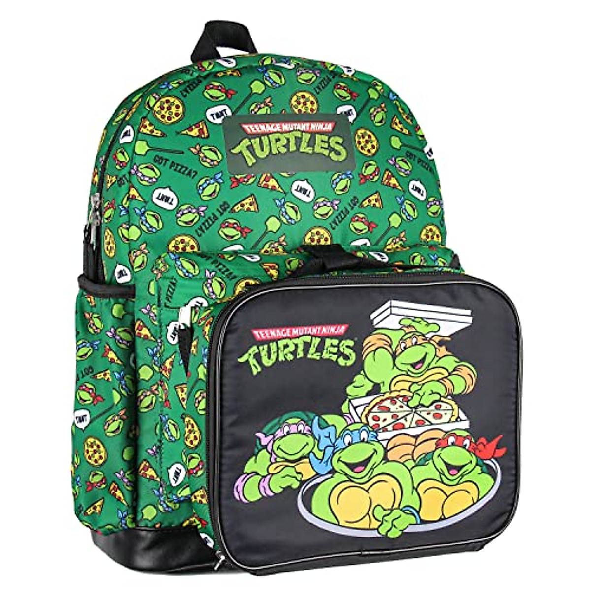 INTIMO Nickelodeon Teenage Mutant Ninja Turtles Got Pizza? Leonardo Raphael Donatello Michelangelo 2 Pc Lunch Box Backpack Set
