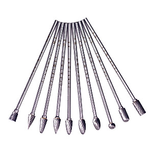 Jrealmer 10pcs 1/8" Shank Extend Long Head 4"(100mm) Tungsten Carbide Burr Rotary Burrs for Die Grinder