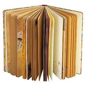 SallyFashion Vintage European Diary Kraft paper Color Illustrations Notebook,Travel brochures,Hand book