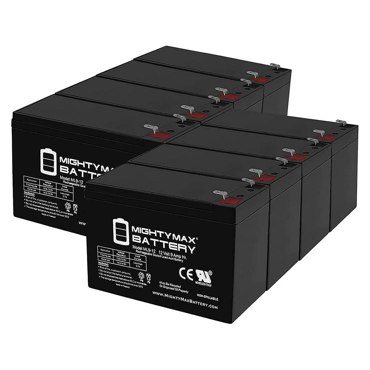 Mighty Max Battery 12V 9Ah Battery Replaces BB BP7.5-12, BB HR8-12, HR9-12T2-8 Pack