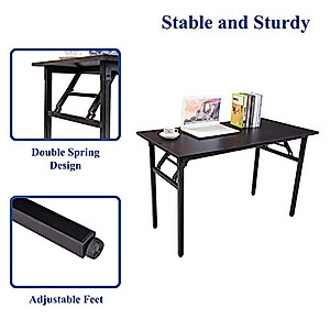 Halter Folding Computer Table, 47 Inches, Black Desk with Black Frame