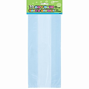 Unique Party Cellophane Bags, 30 Count (Pack of 1), Baby Blue