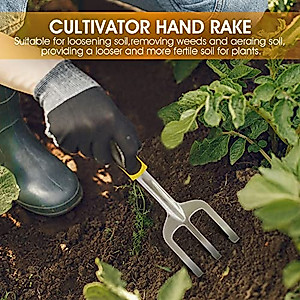 iPower 3Pcs Garden Tool Set, Heavy Duty Aluminum Gardening Kit Includes Hand Trowel, Transplant Trowel and Cultivator Hand Rake, Ergonomic Rubberized Non-Slip Handle