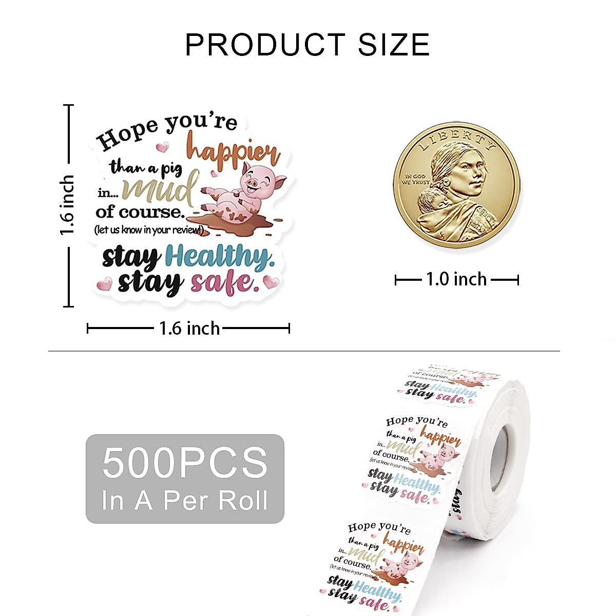 Hope You’re Happier Than A Pig Stickers,Thank You Stickers,Small Shop Stickers,Mail Envelopes Stickers Handmade Stickers for Small Business,Handmade Goods,Online Retailers,500 PCS
