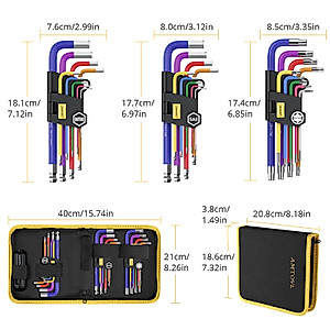 AMTOVL 27PCS Allen Key Set, Metric & SAE Allen Wrench Set, Extra Long Ball & Star End Hex Keys with T-Handle & Color Coding for Bicycle, Household DIY