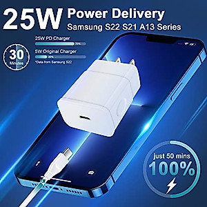 Type C Super Fast Samsung Galaxy A14 A13 5G A03s Charger Adapter 2 Pack 25W PD USB C Wall Charger Box Charging Block for Samsung S23 S22 Ultra S21 S20 A53 A54 A34 A52 Z Fold 4 Z Flip 4 A32,iPhone 14