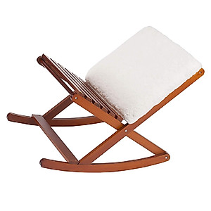 Deluxe Foldable Rocking Footrest, Adjustable Fold-Away Foot Stool with Sherpa Cushion