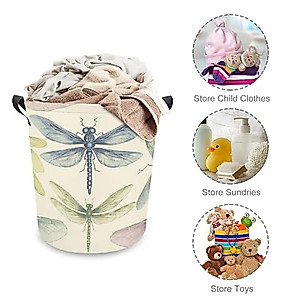 Laundry Hamper Dragonfly Drawing Freestanding Laundry Basket Thickened Waterproof Collapsible Clothes Hamper Storage for Clothes Toys Dorm And Family