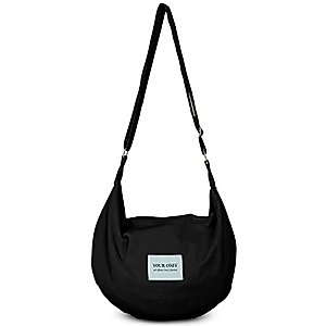 Your Cozy Women's Sling Crossbody Bags Large Shoulder Shopping Hobo Bag Handbag Top Zip Bags Handmade Messenger Bag (Black)
