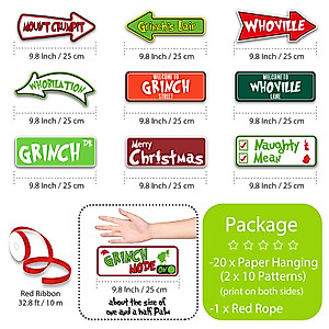 Grinchs Christmas Tree Decorations - 20Pcs Grinchs Christmas Tree Hanging Ornament Holiday Xmas Ornaments Christmas Decor Home Indoors