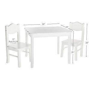 Guidecraft Classic White Table and Chairs Set: Toddler Wooden Activity Table - Dining Room, Bedroom, School and Playroom Furniture for Kids