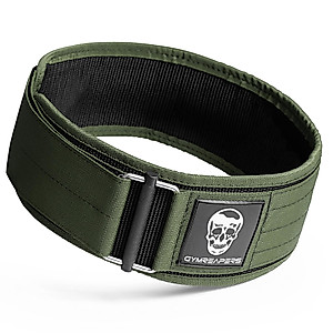 Gymreapers Quick Locking Weightlifting Belt for Bodybuilding, Powerlifting, Cross Training - 4 Inch Neoprene with Metal Buckle - Adjustable Olympic Lifting Back Support (Ranger Green, X-Large)