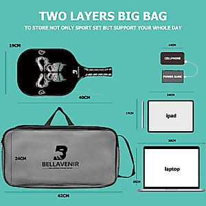 Bellavenir Graphite Pickleball Paddle Set of 4 Fiberglass Racket,4 Grip Tape,4 Ball in Big Storage Bag,Beginner Friendly
