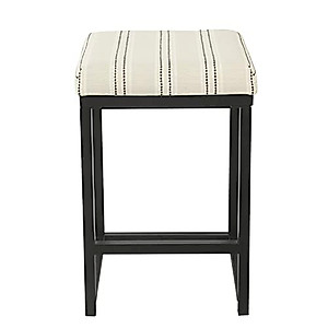 HomePop Home Decor | Modern 24-Inch Counter Stool | Backless Metal Frame Bar Stools Counter Height | Decorative Home Furniture, Black and White Stripe