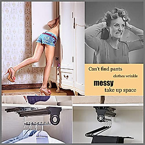 SYTH Extendable Closet Pull Out Rod，Heavy Duty Retractable Pull Out Clothes Hanger Rail Closet Valet Rod Rail Sliding Wardrobe Closet Organizer Rod,Extendable Closet Rod,5 Pcs Pants Rack