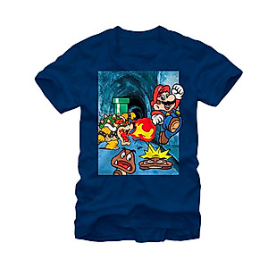 Nintendo Men's Bowser Chase T-Shirt, Navy, X-Large