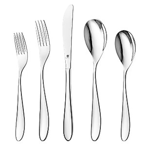 DANIALLI Modern Marettimo Silverware Set - 18/10 Stainless Steel Flatware Set for Elegant Dining - Dishwasher Safe Cutlery Set (30-Piece)