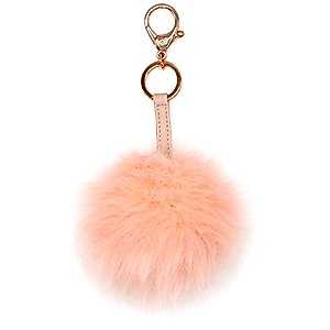 Itzy Ritzy Diaper Bag Charm, Purse Charm and Keychain; Pouf Measures 4” in Diameter; Features Durable Clasp and Trendy Rose Gold Hardware, Pink