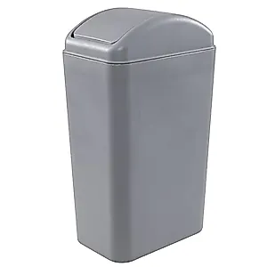 Zerdyne 1-Pack 3.5 Gallon Plastic Trash Bin with Lid, Swing Lid Trash Can, Gray