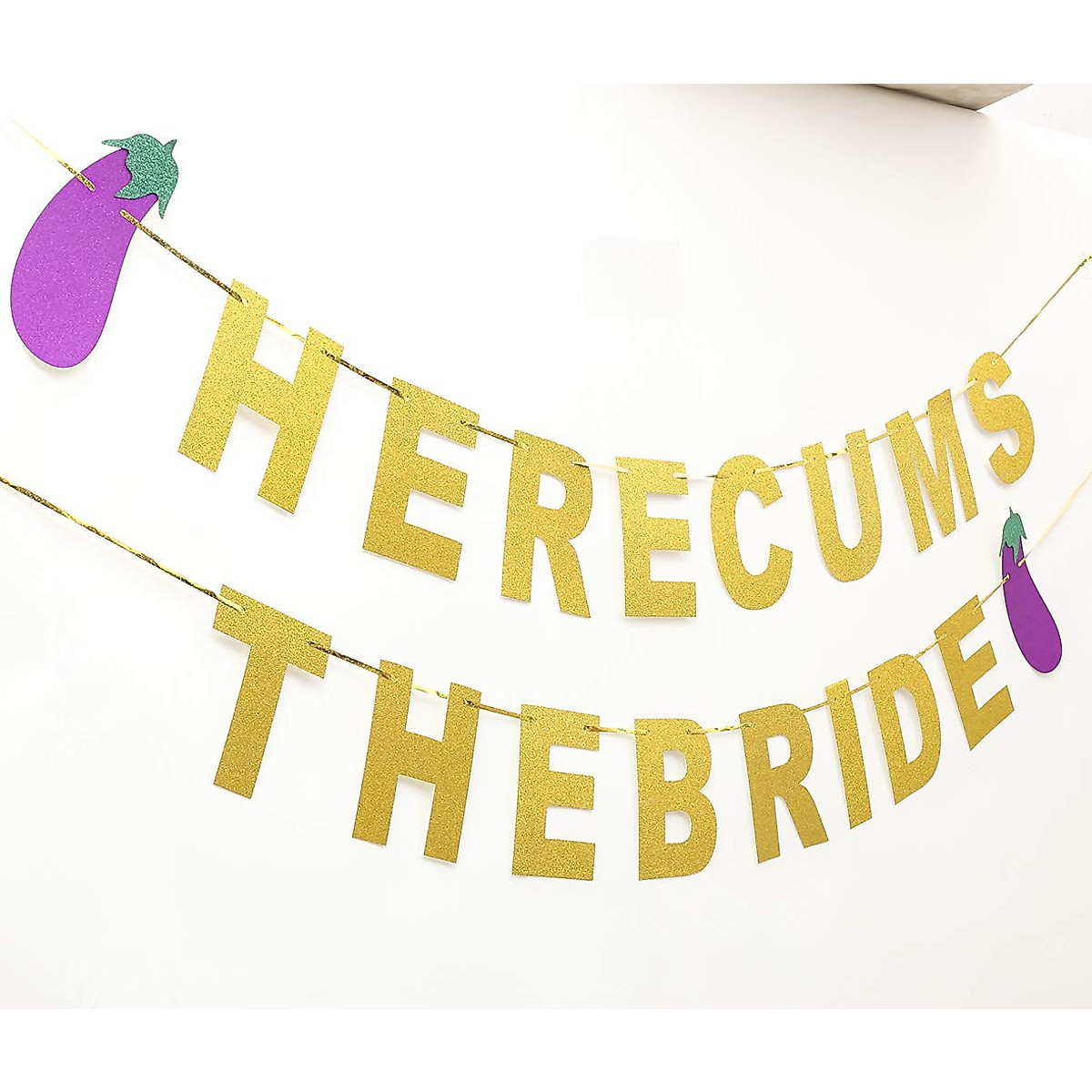 Ucity Bachelorette Party Banner Gold Glitter Here Cums The Bride Garland for Bridal Shower Hen Party Supplies