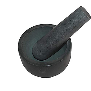 Kaizen Casa Stone Mortar and Pestle, for Grind Spices, Powder Pesto, Mash Herbs, Crush Pills, Regular Size (3.75"X2.75" Mortar, 5" X1.5" Pestle)