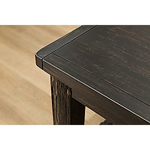 Roundhill Furniture Aneta Antique Black Finished Wood 5-Piece Counter Height Dining Set, Tan