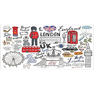 Ambesonne Hipster Piggy Bank, I Love London Double Decker Bus Telephone Booth Cab Crown of United Kingdom Big Ben, Ceramic Coin Bank Money Box for Cash Saving, 3.6" X 3.2", Red Blue