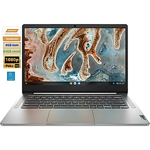 Lenovo Chromebook 14" FHD Touchscreen Laptop for Business, Student, Octa-Core MediaTek MT8183, 4GB RAM, 64GB eMMC+64GB Card, WiFi, Webcam, 10+ Hours Battery, Chrome OS, Arctic Grey | TGCD Bundle