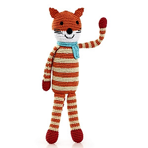 Pebble | Handmade Fox - Orange | Crochet | Fair Trade | Pretend | Imaginative Play | Woodlands | Rattle | Machine Washable