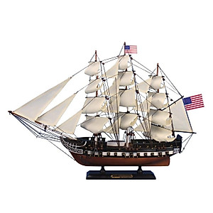 Hampton Nautical Wooden USS Constitution Tall Model Ship, 24" , Brown