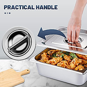BIEAMA 6-Pack Full Size Steam Table Pan Cover, Lid with Handle, NSF, Hotel Pan Cover, Catering Food Pan Cover