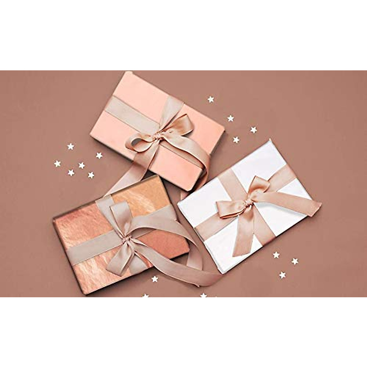 UNIQOOO 60 Sheets Assorted Metallic Rose Gold Pink Gift Wrapping Tissue Paper Bulk, Recyclable Durable, for Gift Bag Box Wrapping Crafts DIY, Wedding Birthday Party Favors, Tassel,Confetti, 20X26 Inch