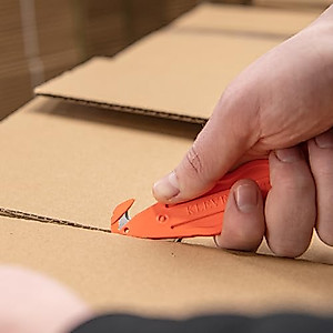 Klever Kutter PLUS Safety Cutter, Carbon Steel Blade, Disposable Package Opener, Utility Knife Cuts Boxes, Film, Tape and More, Orange, 20/pk (PLS-100G)