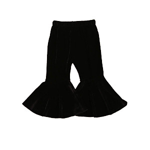 Toddler Bell Bottoms Baby Girls Ruffle Leggings Bell-Bottomed Flare Pants Trousers (E-Black, 6-12 Months)