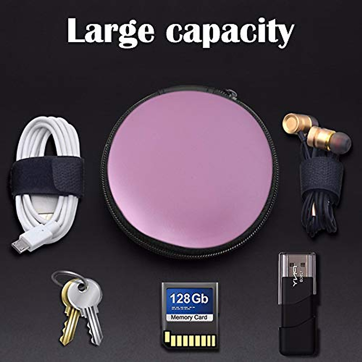 6 Pcs Portable Earbuds Case with Cable Clip & 2 Headphone Cable Clip, AIFUDA Mini Hard EVA Carrying Case Storage Bag for Earphone Earbuds Bluetooth Headset U Disk