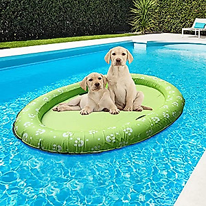 Ginkago Inflatable Pool Floats for Dogs Pet Swimming Pool Floating Row Bed Paddle Paws Floaties Doggy Puppy Pool Float for Summer Green