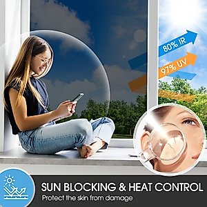 bofeifs Window Tint for Home One Way Privacy Window Film Sun Blocking Reflective Removable Window Clings for Glass Windows See Out Not in Uv Heat Blocker Peel and Stick Mirror Summer House Window Tint