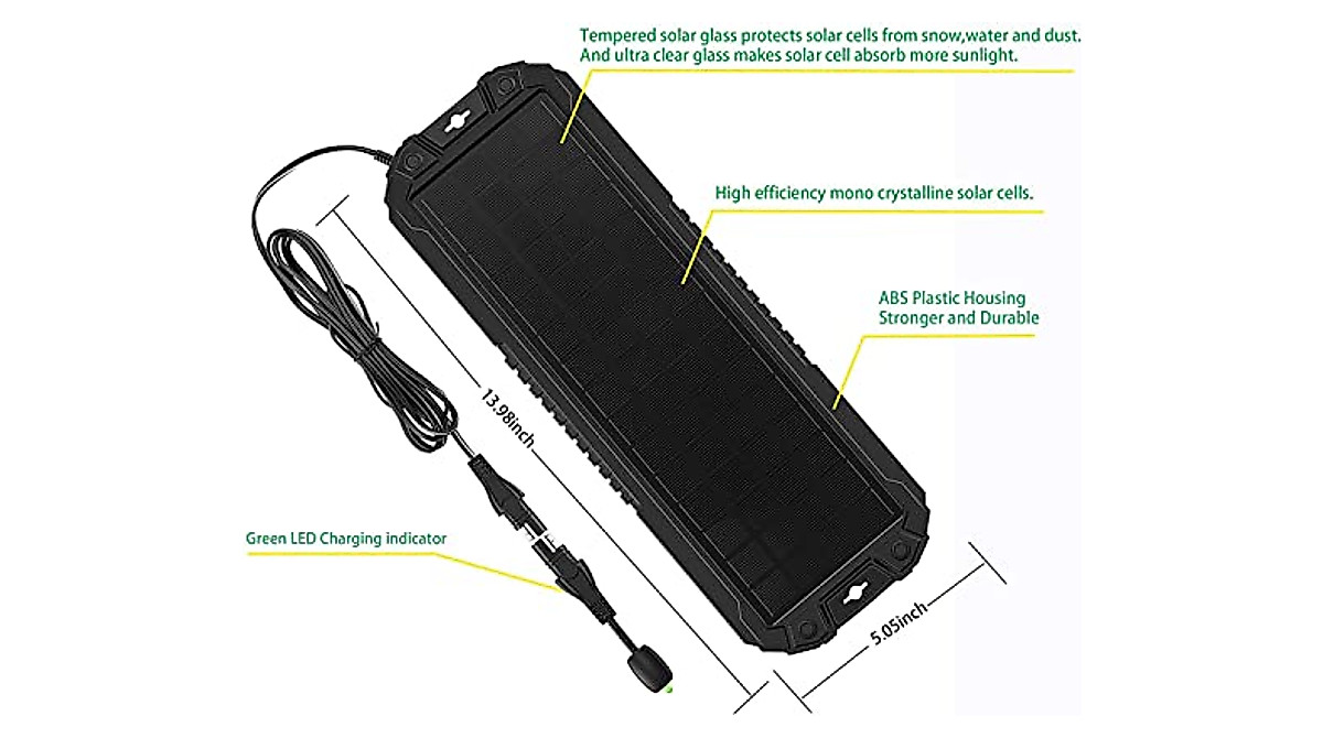 Sunway Solar Panel Car Battery Charger - 5W 12V Kit
