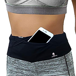 Universal Running Belt for all Phone (iPhone 14/13/12/11/8/SE/XR/Mini/Max/Plus/Pro, Samsung Galaxy S22/S21/S20/S10/S9/Ultra). Sports Waist Pack for Runners, Fitness, Exercise and Gym Workouts (Black)