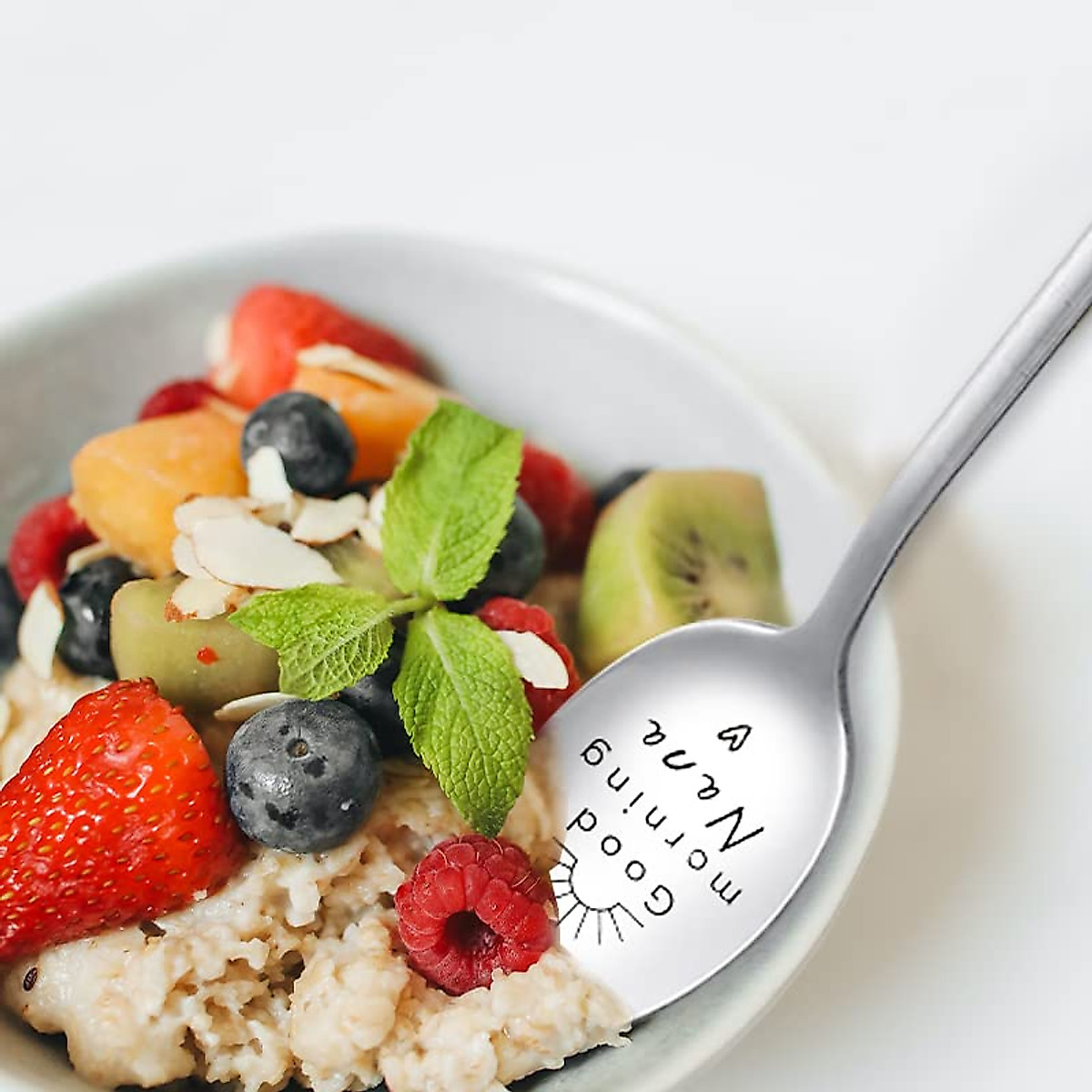 Good Morning Nana Spoon Gifts from Granddaughter Grandson Grandma Coffee Tea Spoons Gift for Nana Mothdays Day Birthday Gifts for Grandma Granny Nana Engraved Spoons