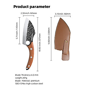 ZeroKnife Husk Chef Knife, Japanese Butcher Knife,Handmade Fishing Filet & Bait Knife, High Carbon Steel Japan knives Meat Cleaver for Kitchen Cooking, Hunting, Camping