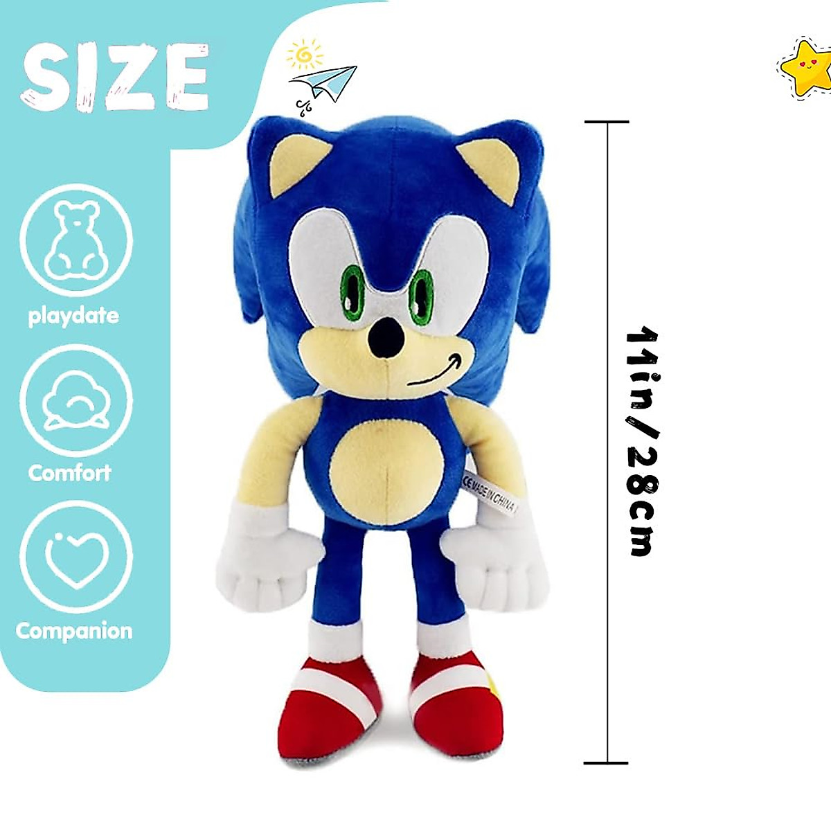 EsNcFox Sonic Plush Toys,Plush Sonic The 2 The Movie,Sonic Stuffed Animals,Knuckles Shadow Tails Plushies Doll Toys for Boys and Girls Best Gift for Christmas