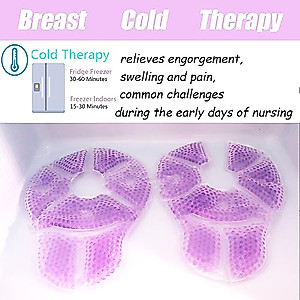 Breast Therapy Ice Packs, Hot and Cold Breast Pads, Breastfeeding Essentials Large Gel Bead Packs for Moms, 2 Pack (Large Breast Ice Pack (Purple))