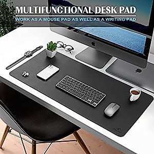 K KNODEL Desk Mat, Mouse Pad, Desk Pad, Waterproof Desk Mat for Desktop, Leather Desk Pad for Keyboard and Mouse, Desk Pad Protector for Office and Home (Black, 31.5" x 15.7")