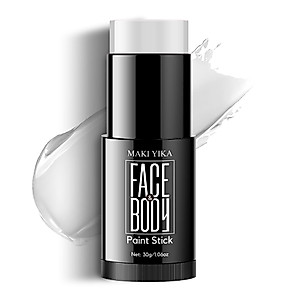 White Face Body Paint Stick, Eye Black Sticks for Sports, Non Toxic SFX Makeup For Ghost Skeleton Halloween Costume Cosplay (White)