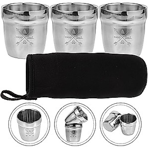Kisangel 1 Set Travel Coffee Mug Coffee Mugs Espresso Cups Stainless Steel Water Cup Stainless Wine Glass Metal Cup Stainless Steel Coffee Tumbler Stainless Steel Cups Outdoor Beer Mug