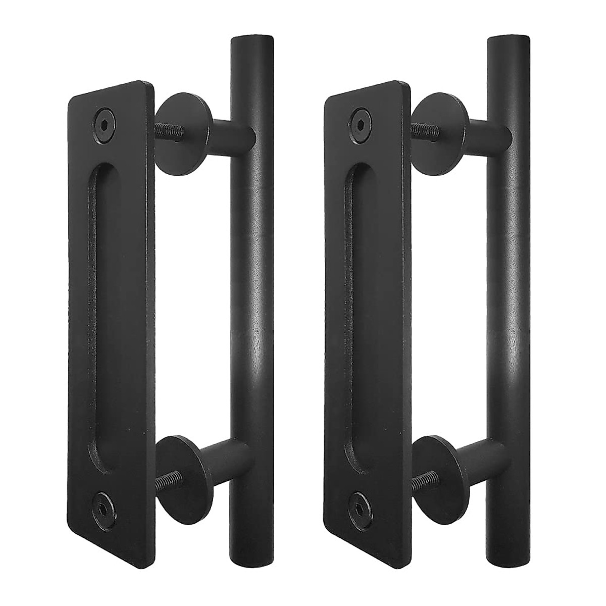 S&Z TOPHAND® 12 Inch Sliding Barn Door Handles Black Hardware, Set Black Powder Coated Finish Round Shape - Fit 1 3/8-1 3/4" Thickness Door Panel, Heavy Duty Solid Steel Gate (2, Black)