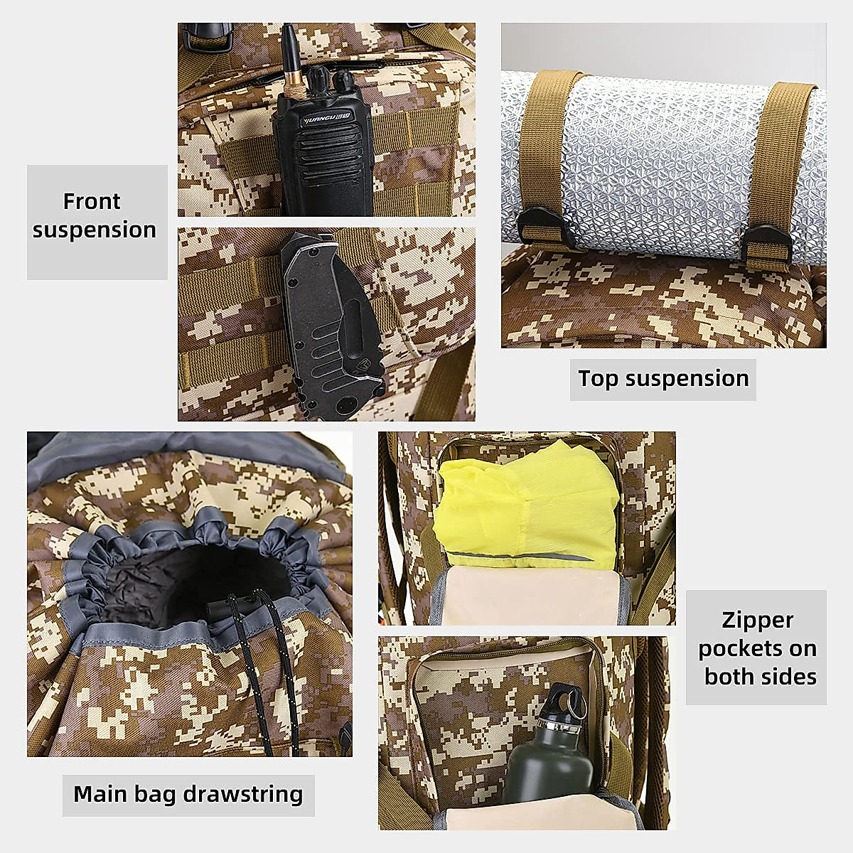 King'sGuard 100L Camping Hiking Backpack Molle Rucksack Military Camping Backpacking Daypack